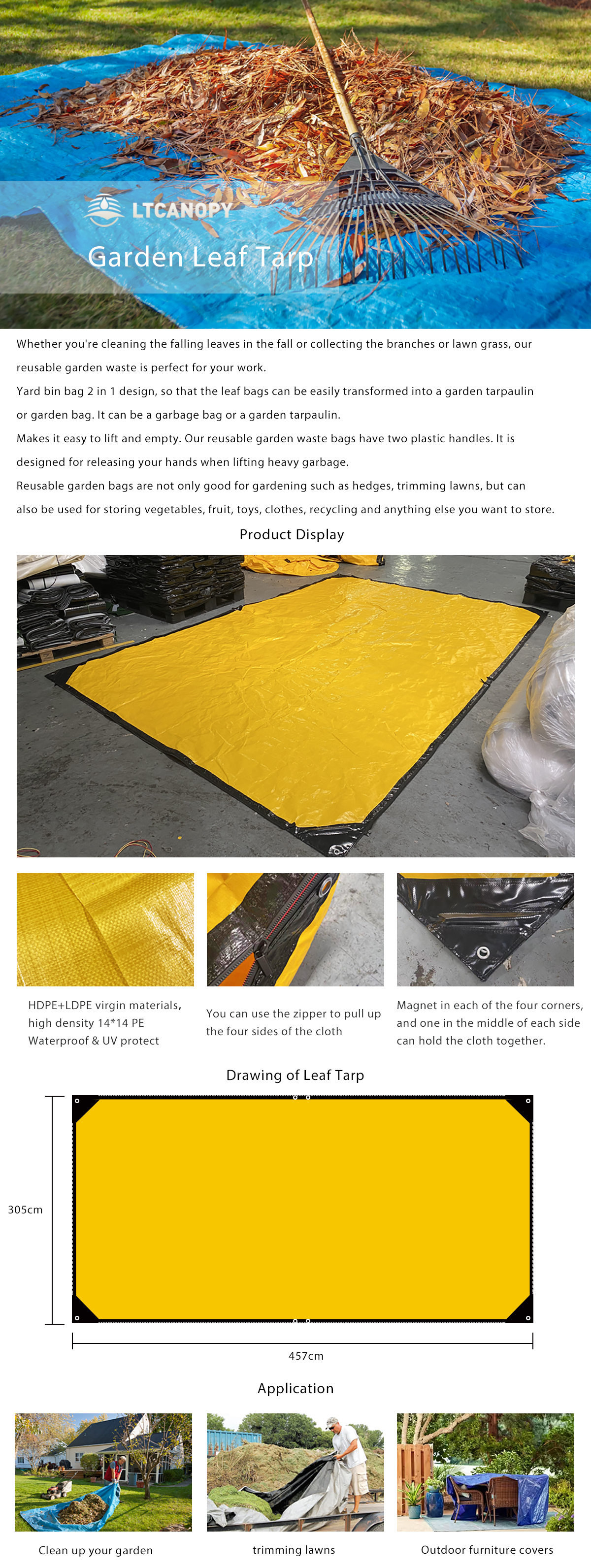 Heavy Duty Garden Leaf Tarp - Buy garden tarp cover, garden tarp with ...