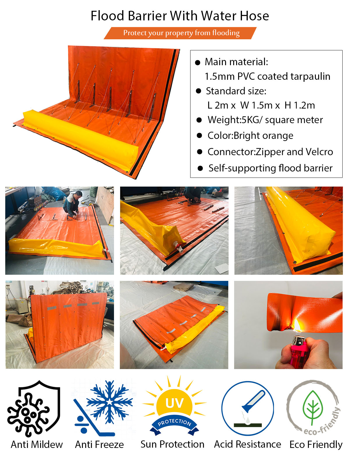 Flood Barrier With Water Hose - Buy reusable flood barriers for homes ...